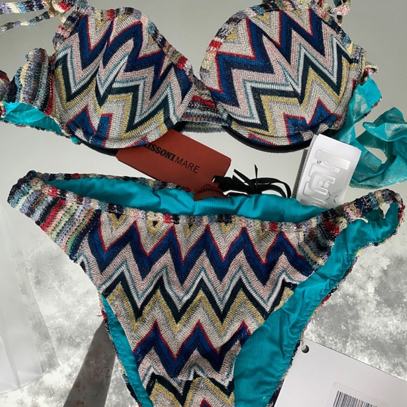 Missoni | Swim | Missoni Mare Woman Mare Crochetknit Bikini Light Bluegeensilver Size 42 | Poshmark